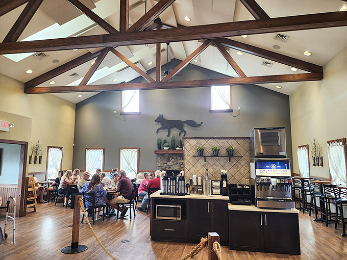 Beneath those gorgeous wooden trusses, strangers become comrades united by a common mission: exceptional dairy consumption.