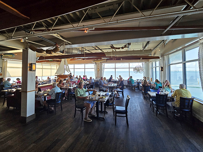 The dining room buzzes with the happy murmur of people who've just discovered they made an excellent lunch decision.