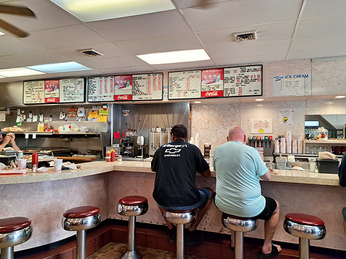 The counter where time stands still but service moves quickly. Lou's choreographed kitchen dance is as mesmerizing as the food is delicious.
