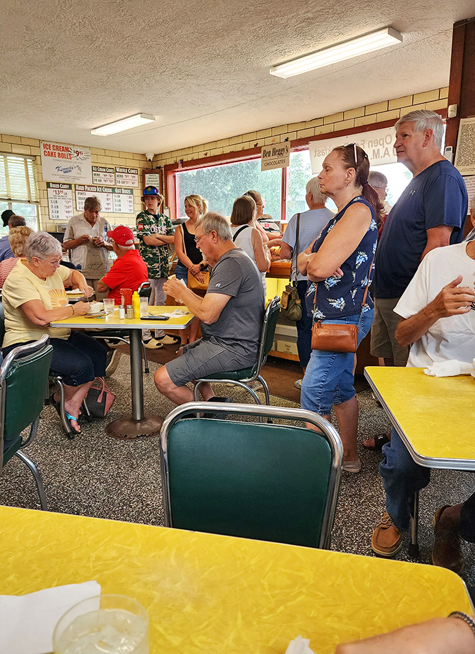 The line forms for a reason. These patrons aren't just waiting for ice cream&mdash;they're queuing for a spoonful of happiness.