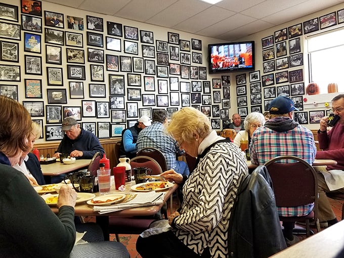 The breakfast club in session. These patrons aren't just eating&mdash;they're participating in a time-honored ritual of community and comfort food.