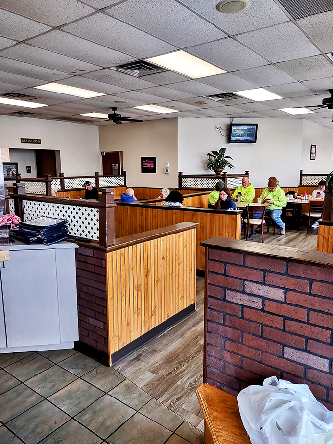 The dining room hums with the energy of regulars and first-timers alike, all united in the pursuit of honest-to-goodness good food.