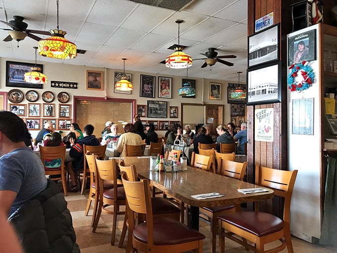 The dining room buzzes with the energy of locals and travelers alike, all united by the universal language of good food.