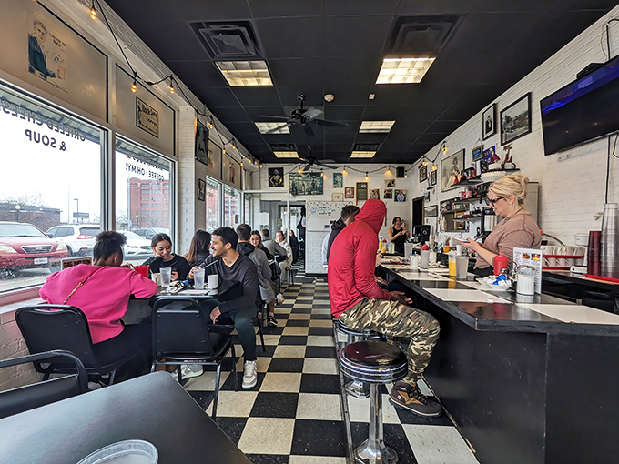 Breakfast is a social event at City Diner. The counter creates a temporary community of strangers united by the universal language of good food.