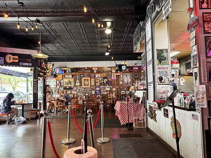 Happy diners proving that good barbecue is the universal language of contentment and satisfaction.