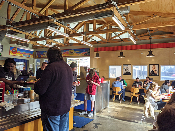 The bustling dining room speaks volumes—when locals line up for burgers on a weekday, you know you've found something special.