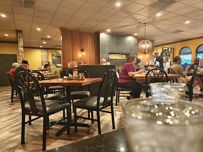 Where strangers become neighbors over plates of good food. Notice nobody's looking at their phones—that's the power of proper prime rib.