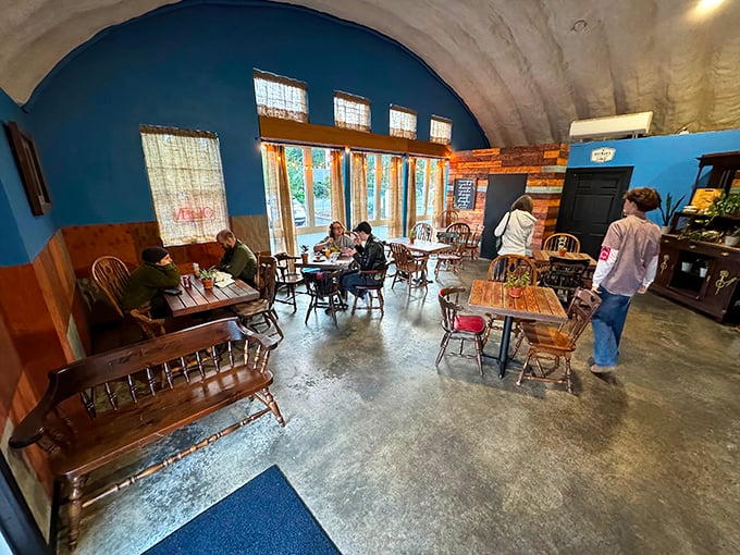 A dining room where strangers become neighbors, united by the universal language of "mmm" and "pass the napkins, please."