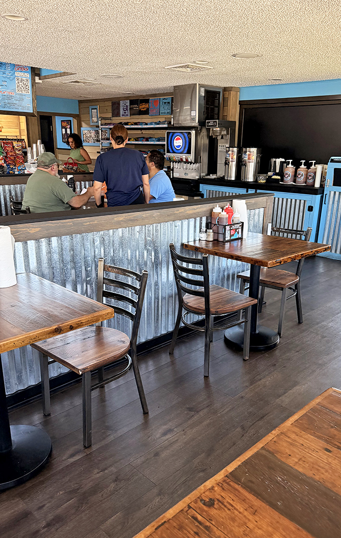 Where locals gather to worship at the altar of smoke and fire. The corrugated metal adds that perfect touch of BBQ authenticity.