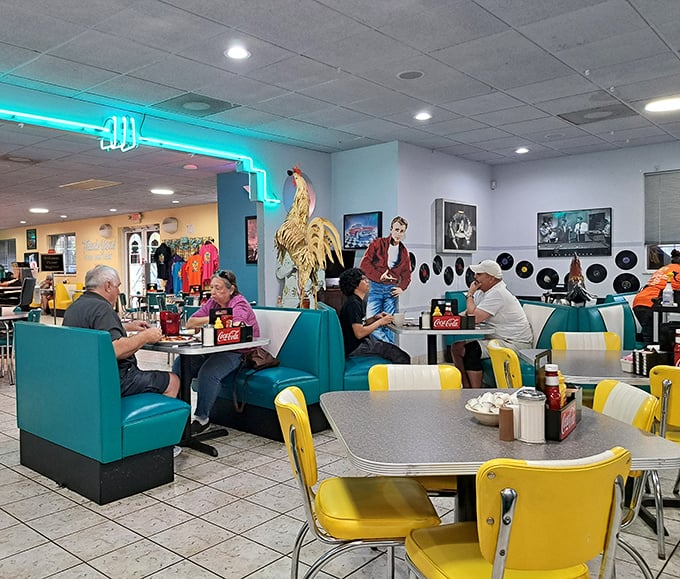 Real diners eating real food in real booths&mdash;no Instagram filters needed when the authentic 50s atmosphere already looks better than any social media could capture.