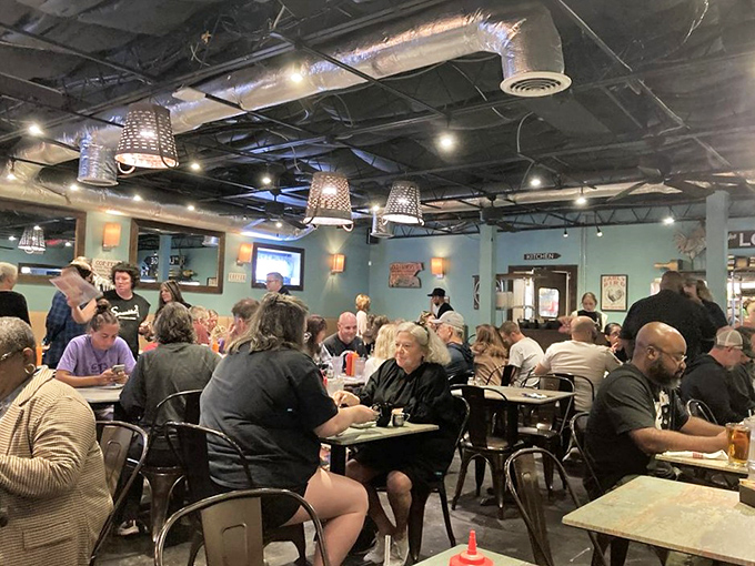 Weekend brunch in full swing—a community united by the pursuit of perfect eggs and the willingness to wait for greatness.