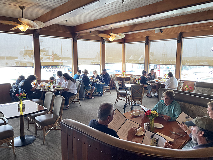 The dining room hums with the satisfied murmurs of patrons who've discovered one of Morro Bay's tastiest treasures.