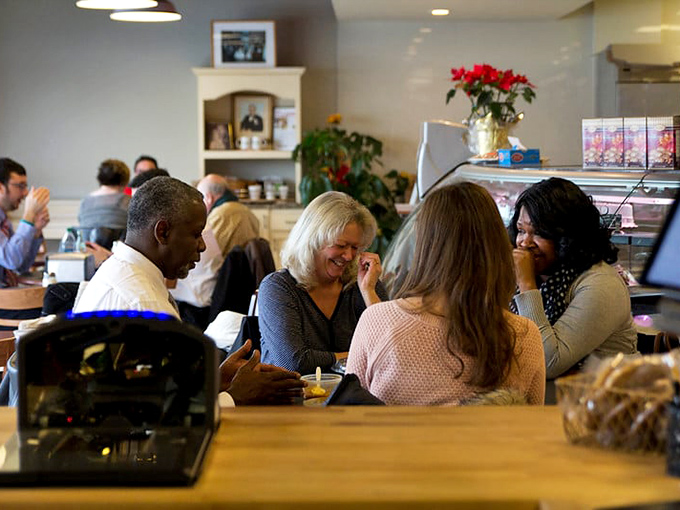 The universal language of good food bringing people together. These folks aren't just eating lunch&mdash;they're having a moment worth remembering.