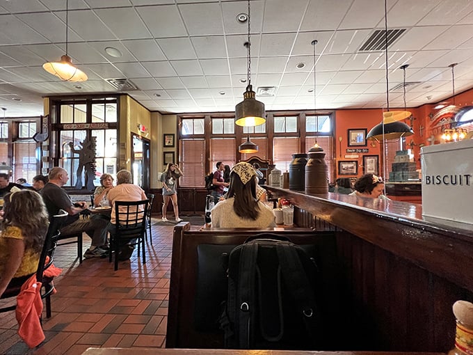 Morning rituals unfold at the counter, where regulars and newcomers alike find common ground over steaming mugs.