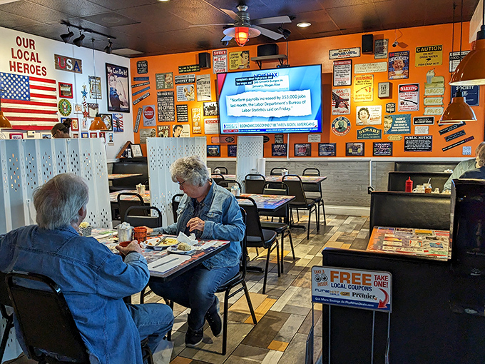 Where conversations flow as freely as the coffee refills. These folks aren't just eating breakfast; they're participating in a cherished American ritual.