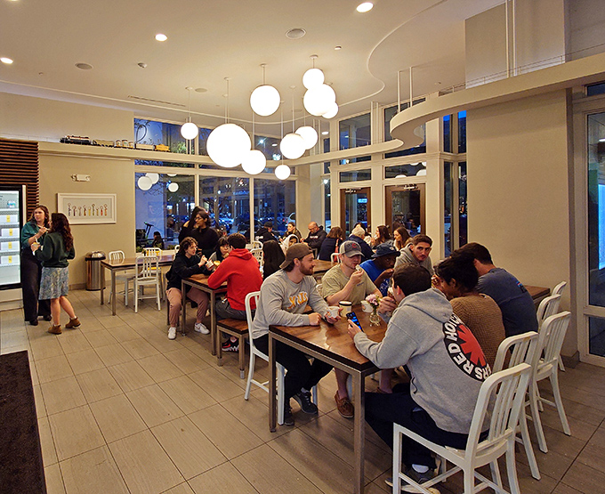 The modern-day town square: strangers united by the universal language of "mmm" and the occasional brain freeze.