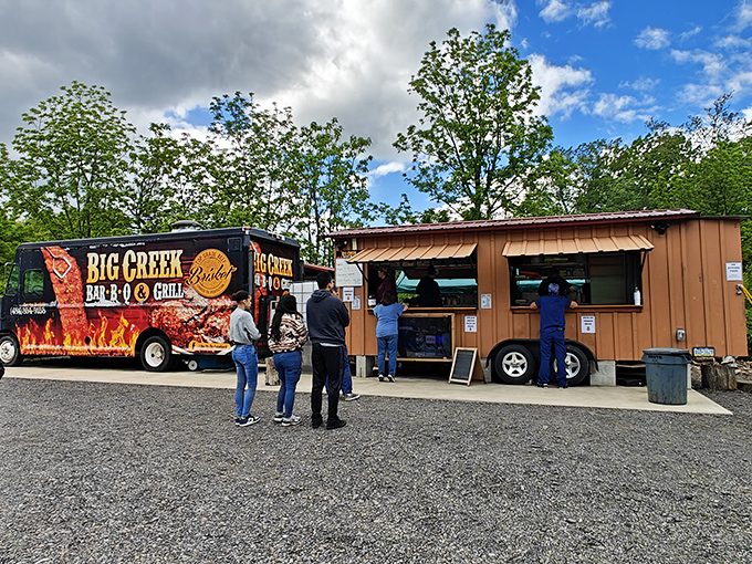 The universal language of barbecue brings people together. Worth standing in line for, as these customers clearly know.