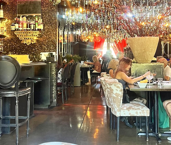 Even the restaurant's interior lighting seems to understand that good Mexican food deserves its own spotlight and adoring audience.