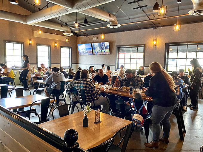 These happy diners have discovered what Riverside locals already know &ndash; barbecue this good creates instant community.