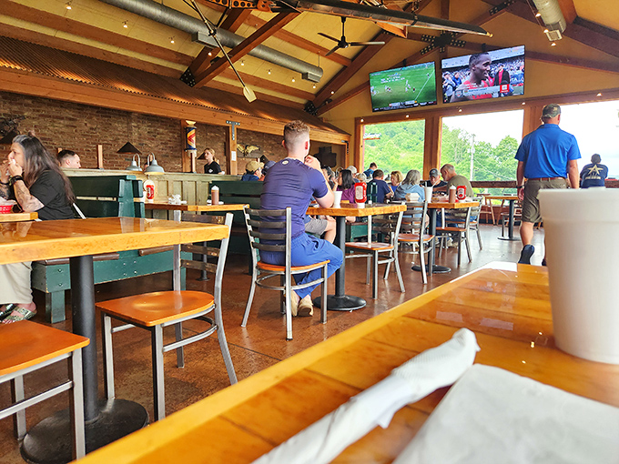 Families and friends gathered around tables, proving that in the religion of barbecue, Skeeter's has become a place of regular worship.