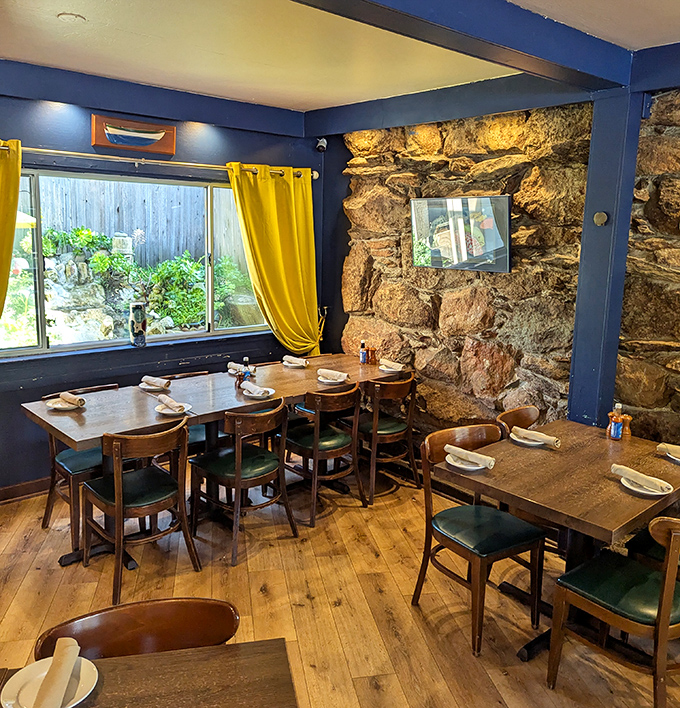 Stone walls and warm wood create the perfect setting for seafood magic. Like dining in a cozy coastal cottage with someone else doing the cooking.