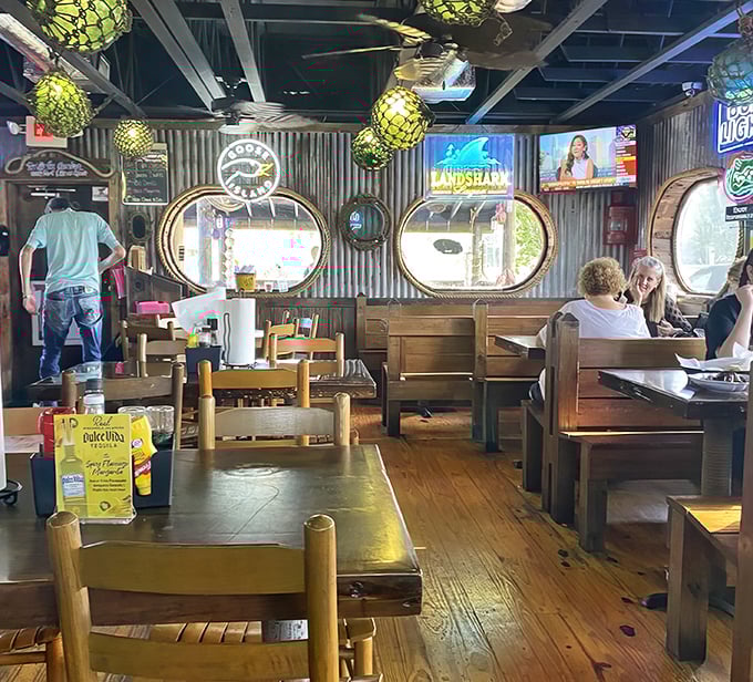 Nautical-themed comfort meets practical dining&mdash;where the focus stays squarely on the food rather than fancy interior design magazines.