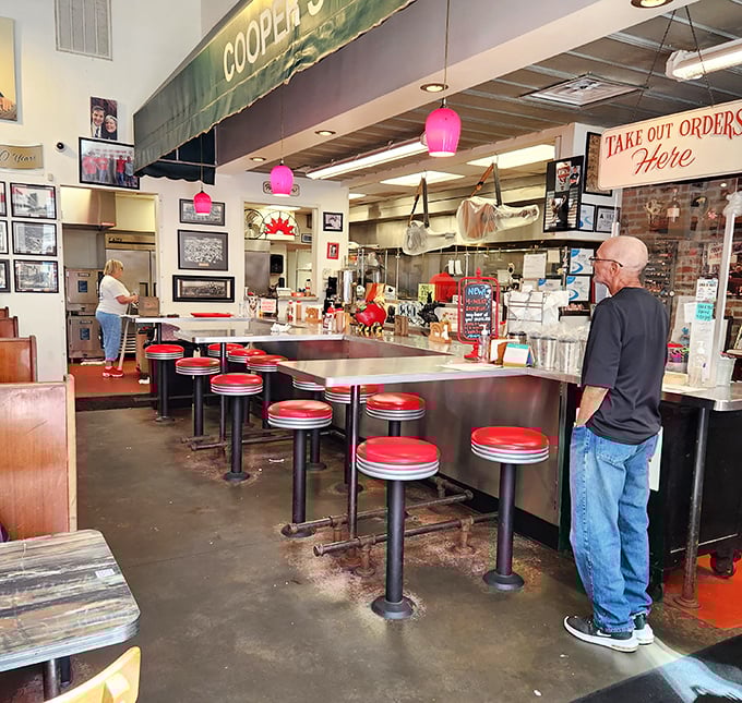 The counter service area &ndash; where barbecue dreams are fulfilled and strangers become friends over shared sauce recommendations.