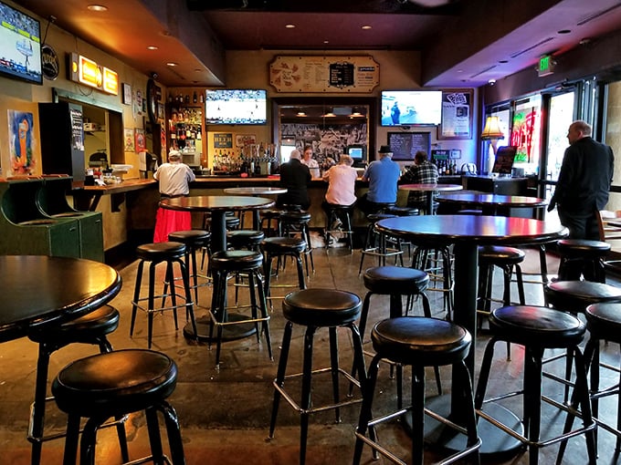 Where sports fans and pizza lovers find common ground. The bar area proves that good pizza is the ultimate spectator sport.