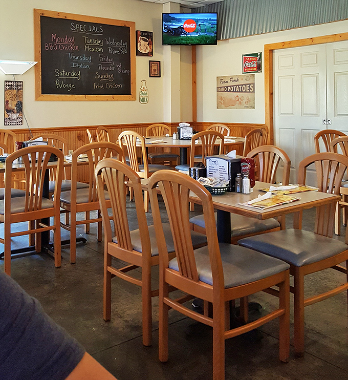 Wooden chairs, simple tables, and a specials board that changes daily. No pretense, just good food and good company.