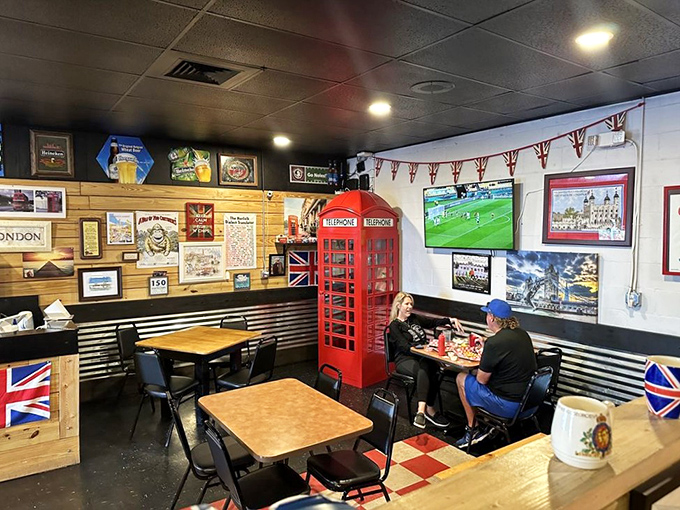 British flags, football on the telly, and a red phone booth&mdash;they've created a corner of London right in Central Florida.