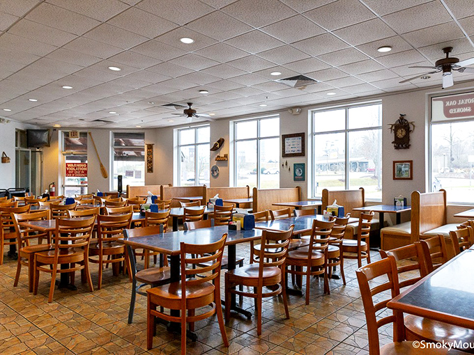 A dining room designed for comfort, not Instagram&mdash;where the only filter you need is the one in the sweet tea dispenser.