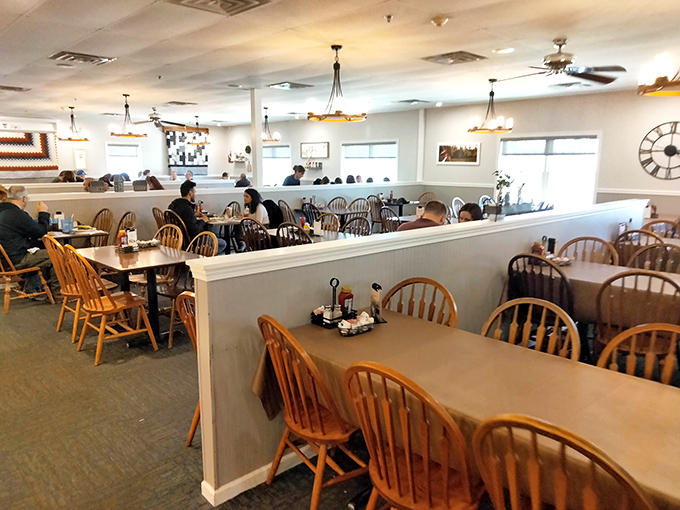 A dining room where conversations flow as smoothly as the coffee and time moves delightfully slower.