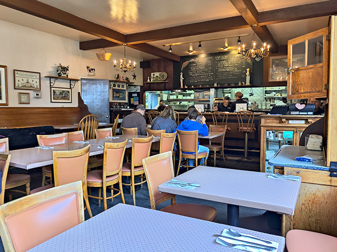 The counter seating offers front-row tickets to breakfast theater, where every plate that emerges is more impressive than the last.