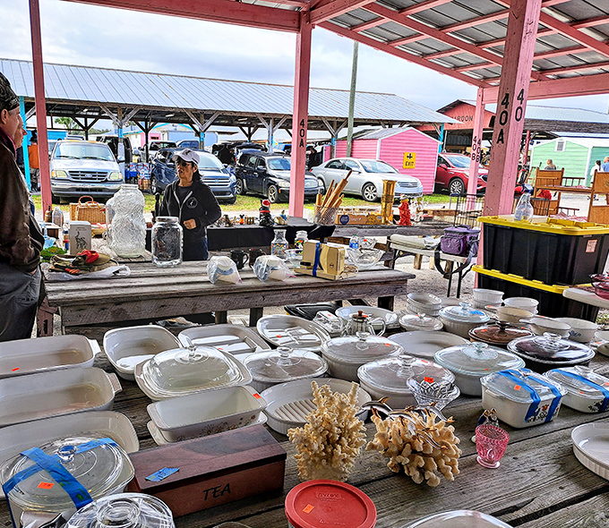 Grandma's china cabinet exploded across this table in the best possible way. Every casserole dish holds memories of family recipes.