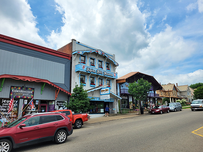 Downtown's Alpine-inspired buildings create a European village atmosphere right here in the Ohio countryside.