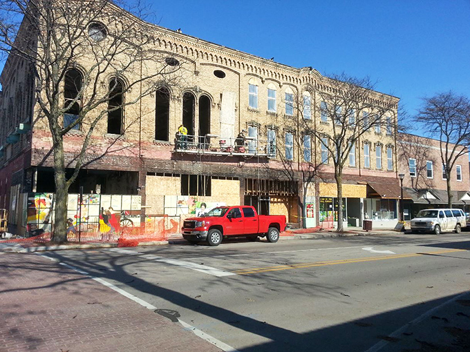 Historic buildings undergoing restoration – proof that Alma values its past while building toward its future.