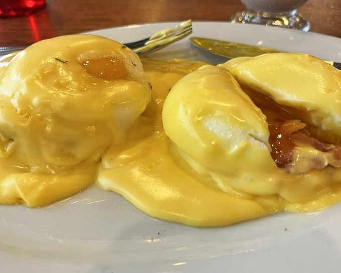 Eggs Benedict that makes you want to high-five the chef. Those hollandaise-drenched English muffins are what breakfast dreams are made of.