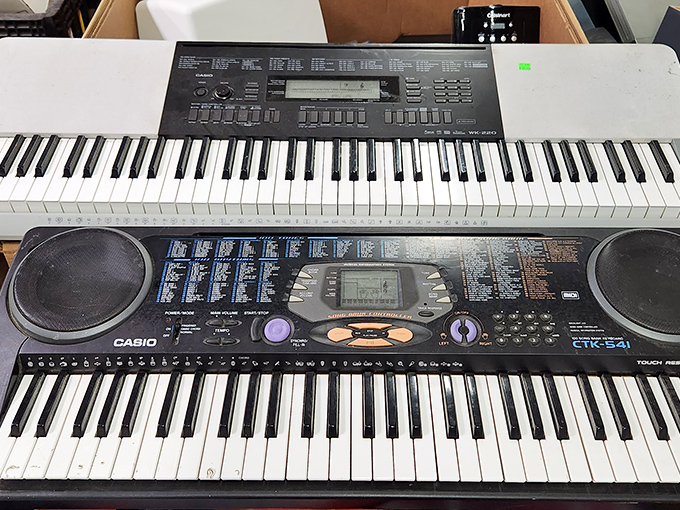 Keyboard kingdom where musical dreams await resurrection. That Casio might have once accompanied a teenage garage band's greatest hit.