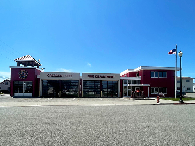 Even the fire department looks like it belongs in a Norman Rockwell painting. Small-town security with a side of architectural charm.