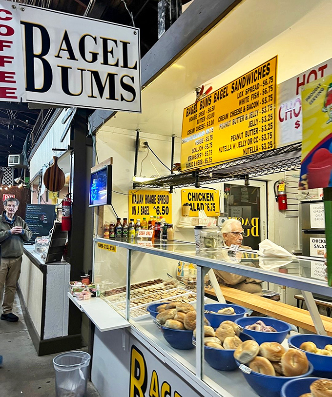 "Bagel Bums" isn't just a clever name&mdash;it's a promise of carb-loaded happiness. The display case is a museum of circular delights.