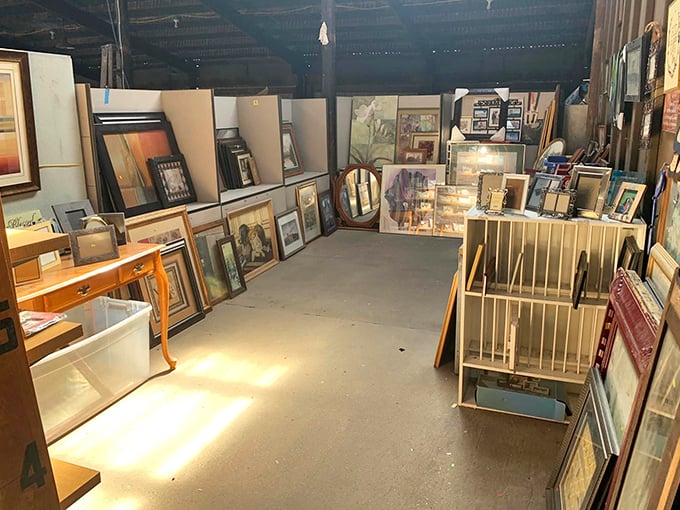 Wall art wonderland! From forgotten masterpieces to "so-bad-it's-good" treasures, Encore's frame section proves one shopper's discard is another's perfect living room statement piece.