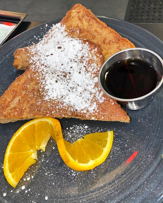 French toast that makes breakfast feel like dessert. Dusted with powdered sugar and served with a side of morning sunshine.