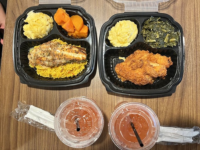 Two meals, two drinks, infinite happiness. The kind of spread that makes you want to unbutton your pants preemptively.