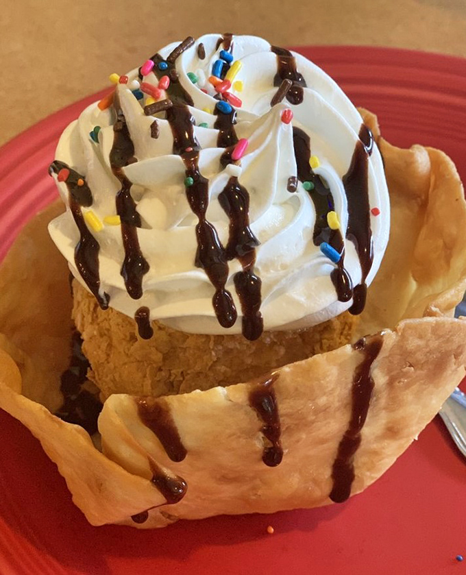 Fried ice cream: the dessert equivalent of wearing a parka at the beach&mdash;deliciously contradictory in all the right ways.