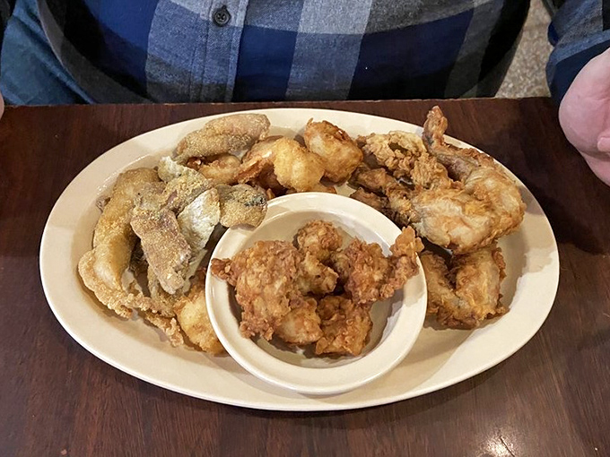 The indecisive seafood lover's dream platter. Why choose one perfect fried delicacy when you can have the entire underwater kingdom?