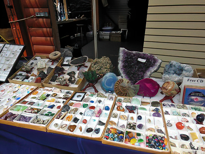 Earth's natural art gallery: crystalline formations and polished stones that transform from geological specimens into conversation pieces.