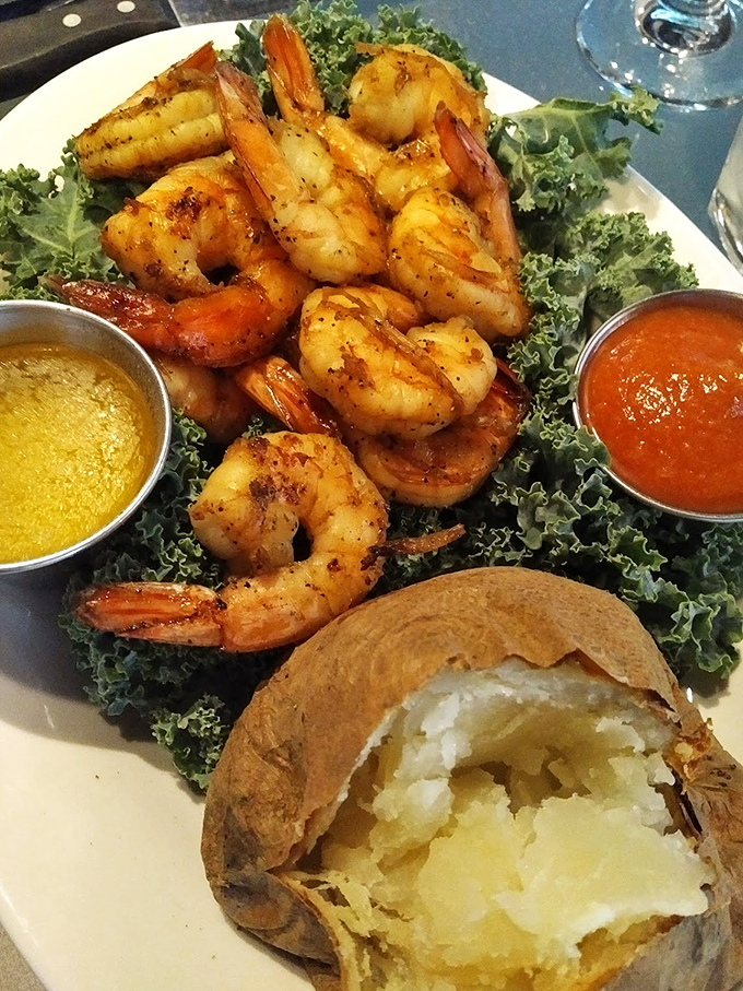 Shrimp so perfectly grilled they look like they jumped straight from the ocean onto the plate, pausing only to pick up a perfect seasoning tan.