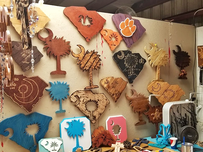 South Carolina pride carved into wood and painted with passion&mdash;where state symbols become wall art that tells your neighbors exactly where your heart is.