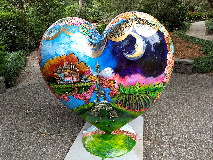 Someone left their heart in Wilmington—this whimsical sculpture proves that gardens aren't just about plants, they're galleries without walls or admission fees.