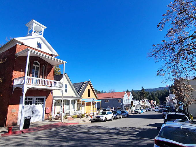 Victorian and craftsman architecture line this sunlit street. Walking these sidewalks feels like strolling through California's most picturesque history book.